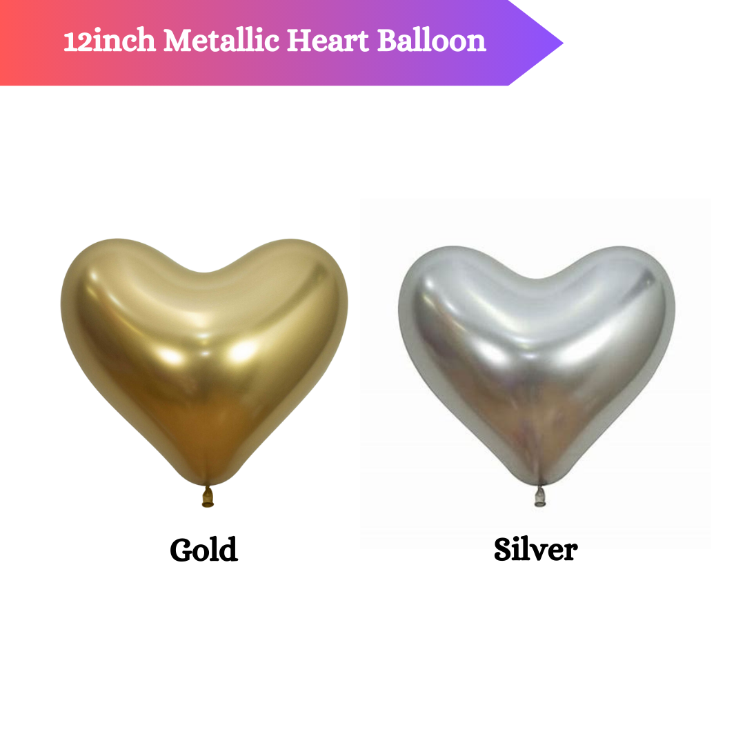 12inch Metallic Heart Balloon – Party Supplies