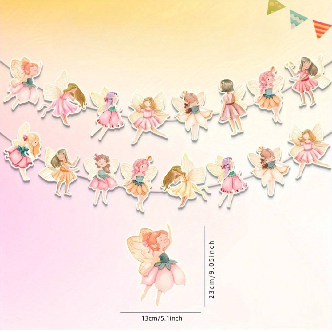 16pcs Fairy Theme Birthday Banner – Party Supplies